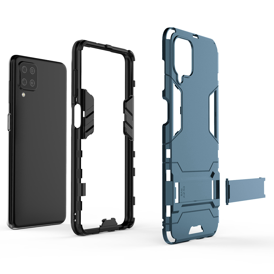 Slim Armour Tough Case & Stand for Samsung Galaxy A12 (Blue)