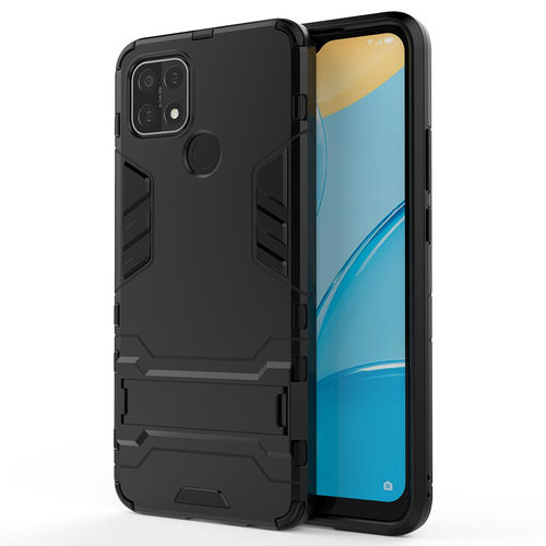Slim Armour Shockproof Case & Stand for Oppo A15 (Black)