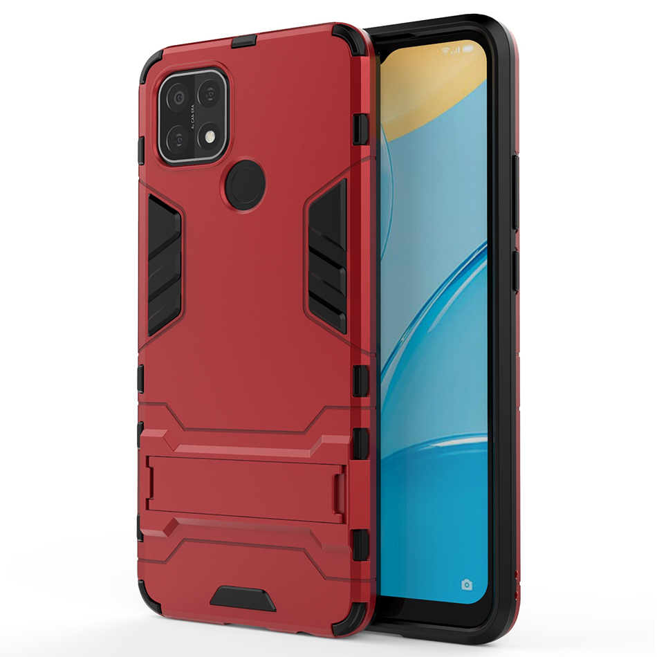 Slim Armour Shockproof Case & Stand for Oppo A15 (Red)