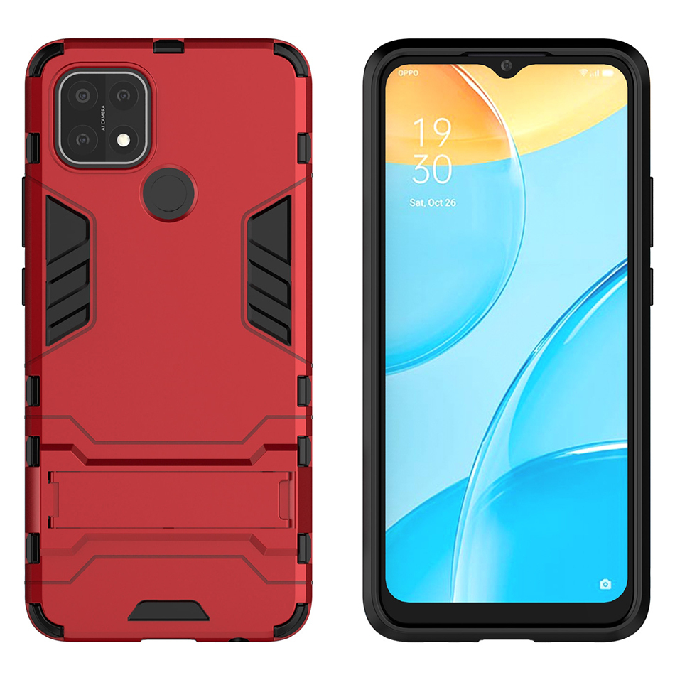Slim Armour Shockproof Case & Stand for Oppo A15 (Red)