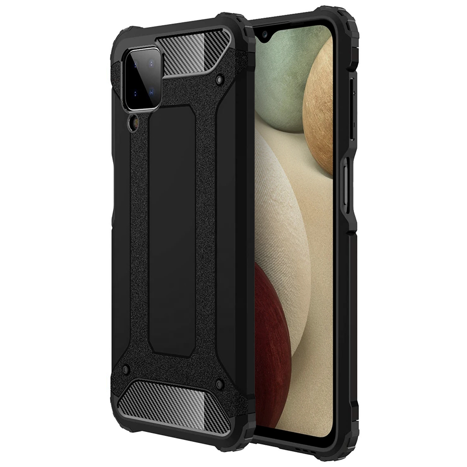 Military Defender Shockproof Case for Galaxy A12 (Black)
