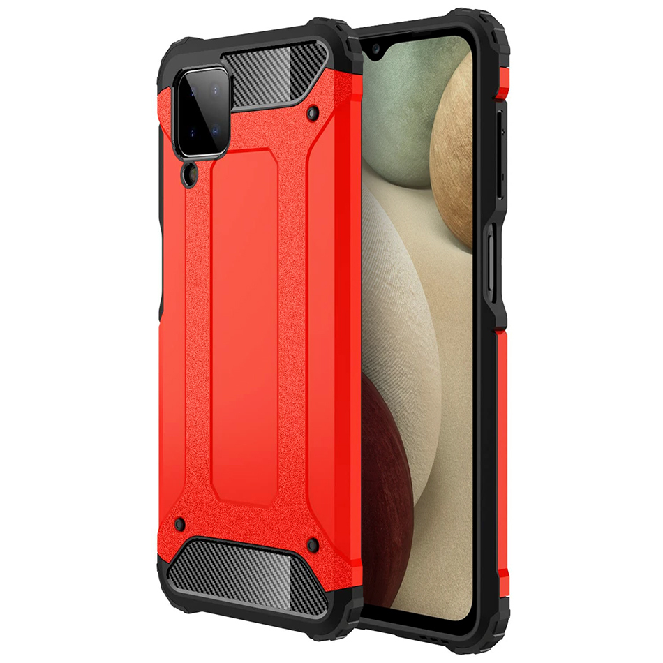 Military Defender Shockproof Case for Galaxy A12 (Red)