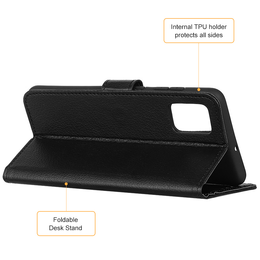 Leather Wallet Case for OnePlus 9 Pro (Black)