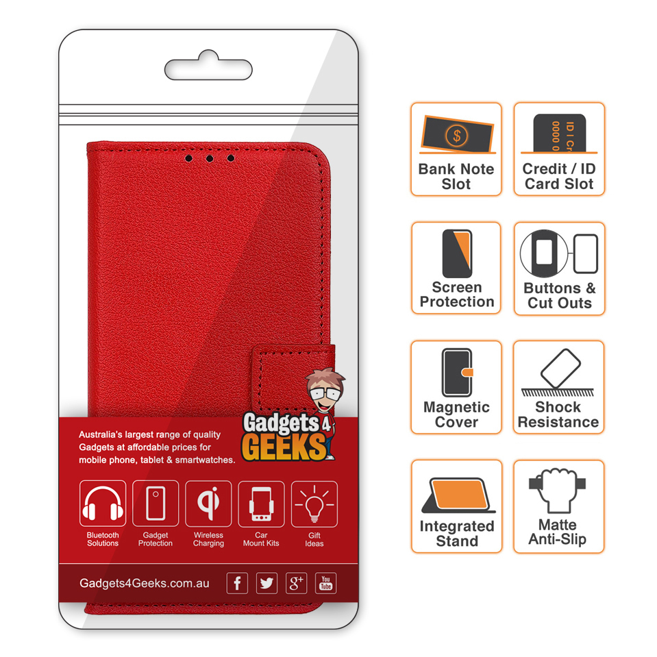 Leather Wallet Case for OnePlus 9 Pro (Red)