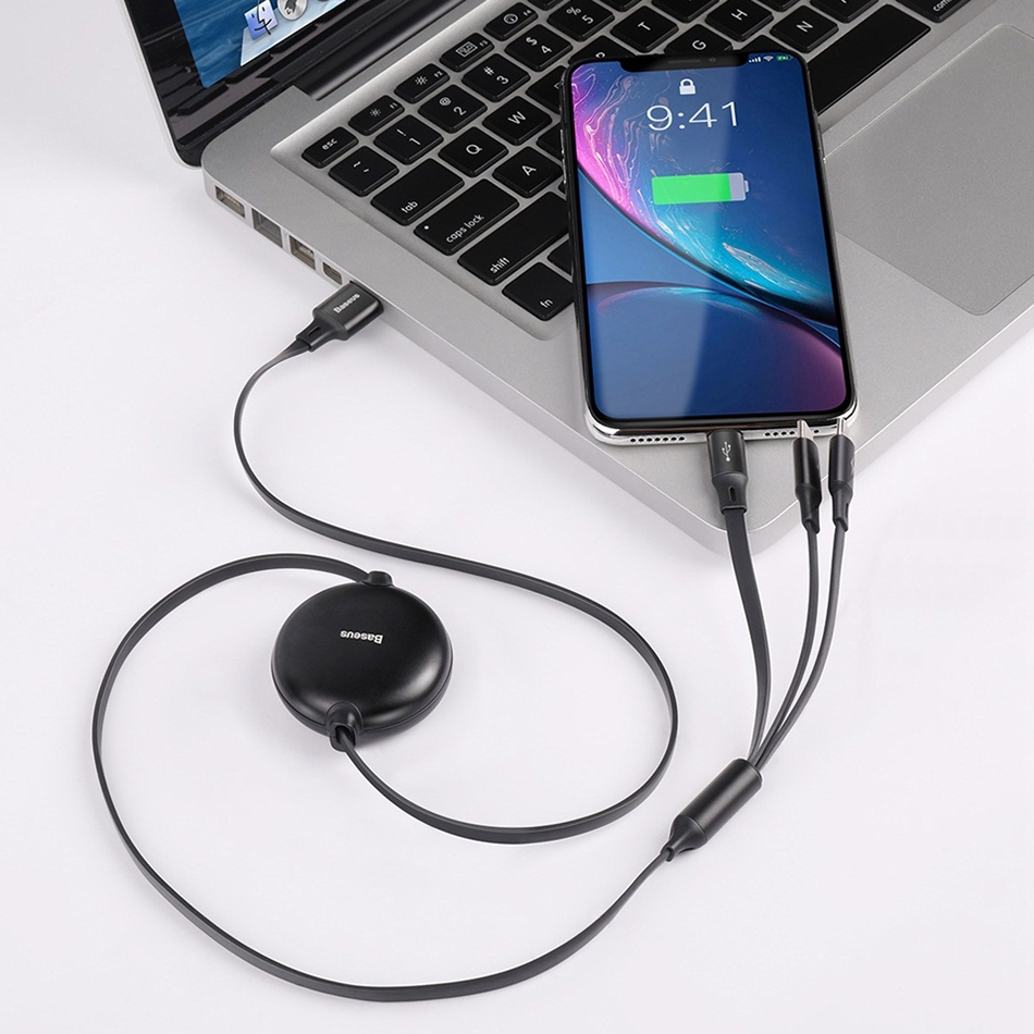 Baseus Retractable Type-C / Lightning / Micro USB Cable (1.2m)