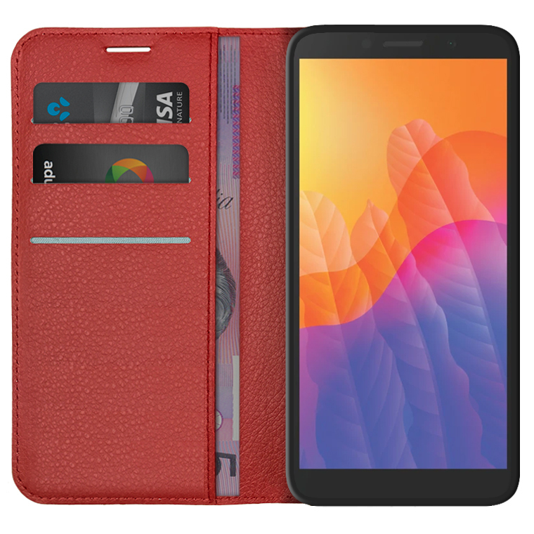 Leather Wallet Case for Huawei Y5p (Red)