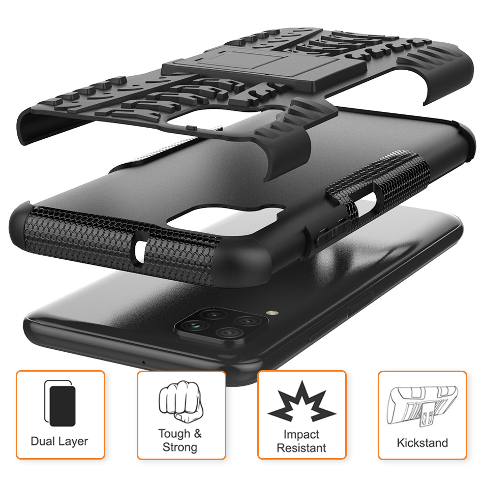 Dual Layer Rugged Tough Case for Huawei Nova 7i (Black)