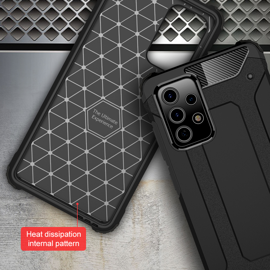 Military Defender Shockproof Case for Galaxy A52 (Black)