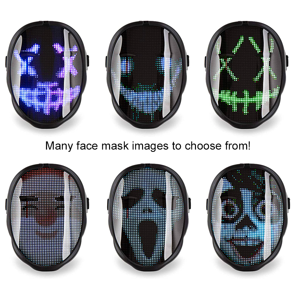 Shining LED Face Mask / Bluetooth App / Programmable Effects