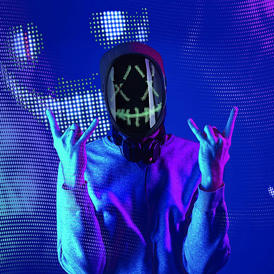 Shining LED Face Mask / Bluetooth App / Programmable Effects