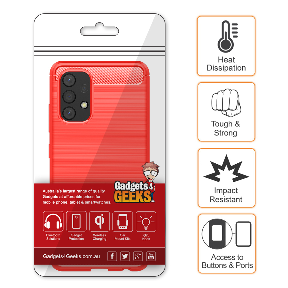 Flexi Slim Carbon Fibre Case for Samsung Galaxy A32 4G (Red)