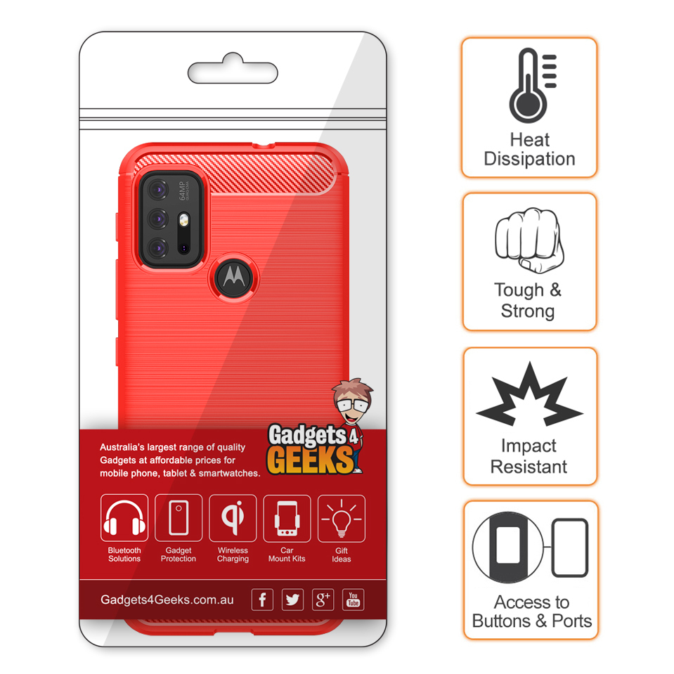 Flexi Slim Carbon Fibre Case for Motorola Moto G10 / G30 (Red)
