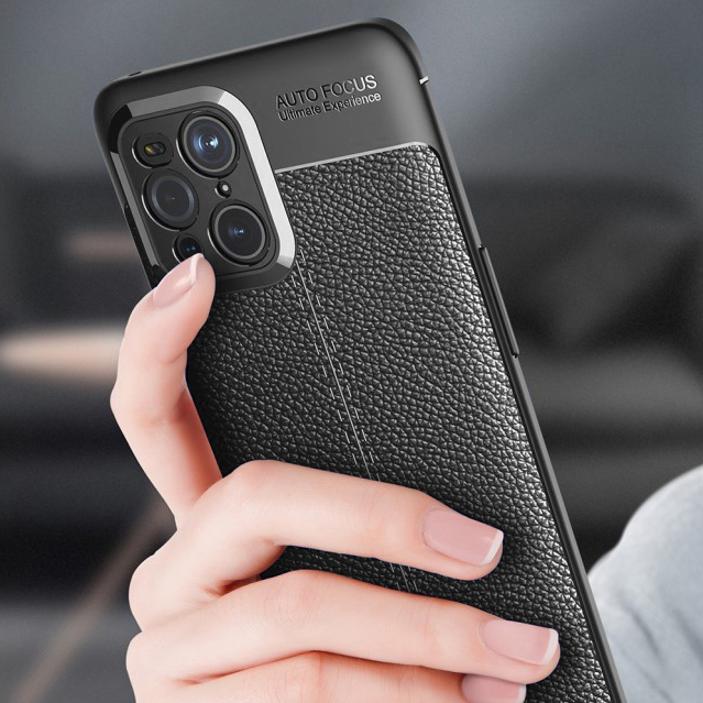 Flexi Slim Litchi Texture Case for Oppo Find X3 Pro (Black)