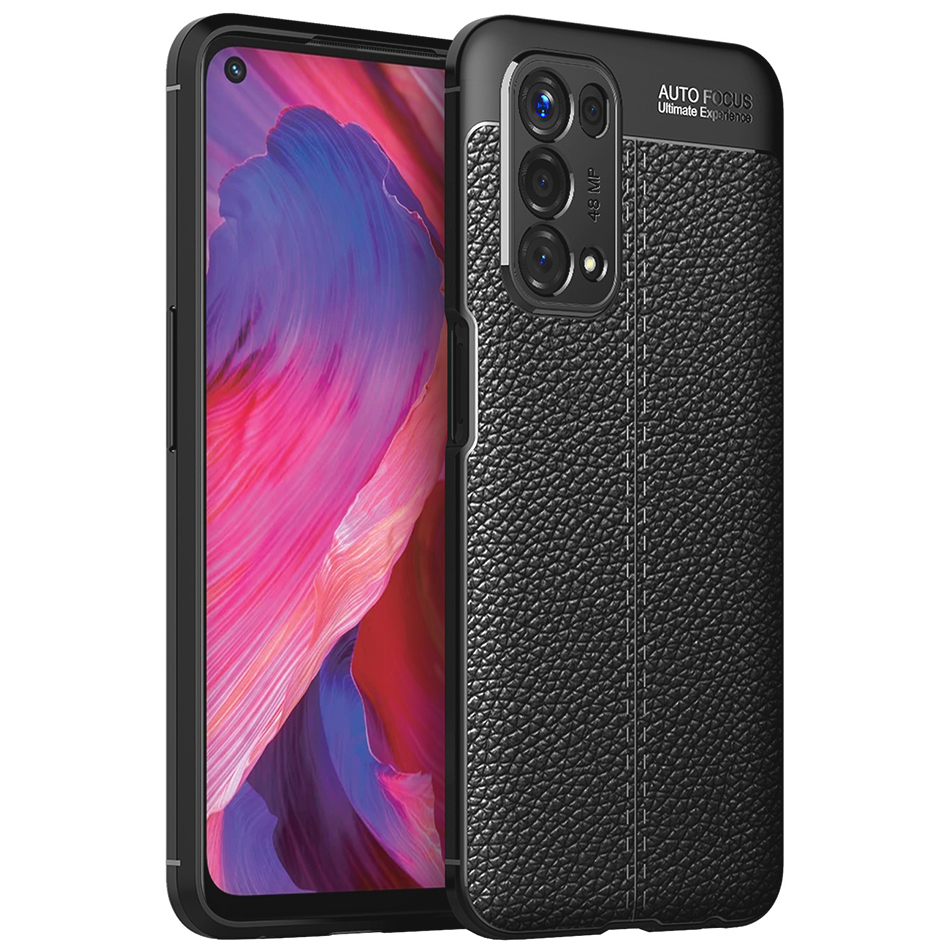 Flexi Slim Litchi Texture Case for Oppo A74 5G (Black)