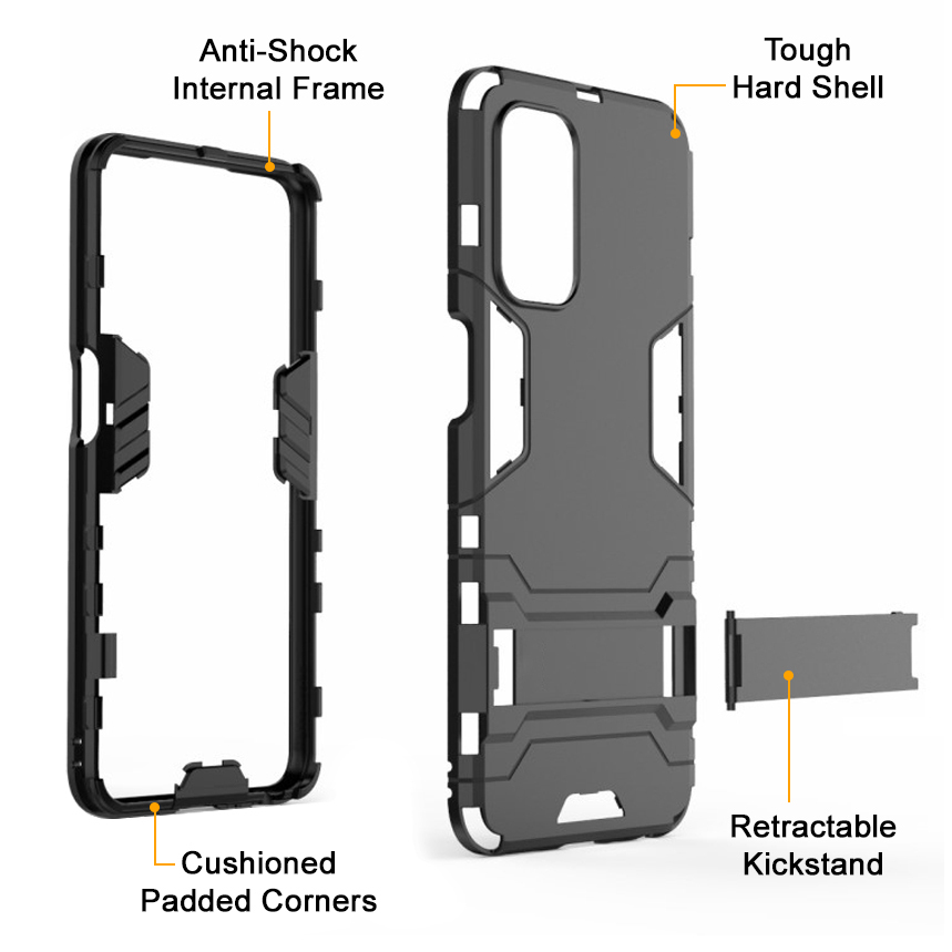 Slim Armour Tough Case & Stand for Oppo A54 5G / A74 5G (Black)