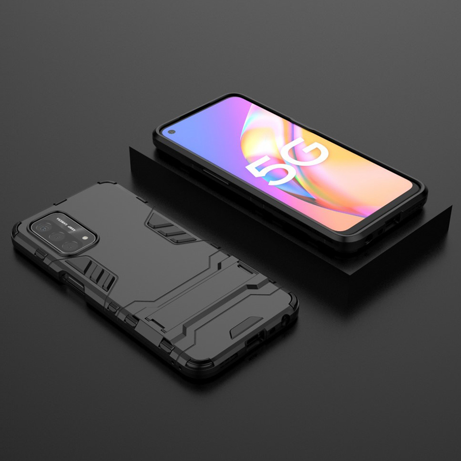 Slim Armour Tough Case & Stand for Oppo A54 5G / A74 5G (Black)