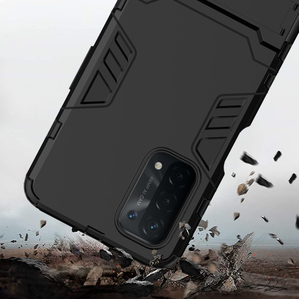 Slim Armour Tough Case & Stand for Oppo A54 5G / A74 5G (Black)
