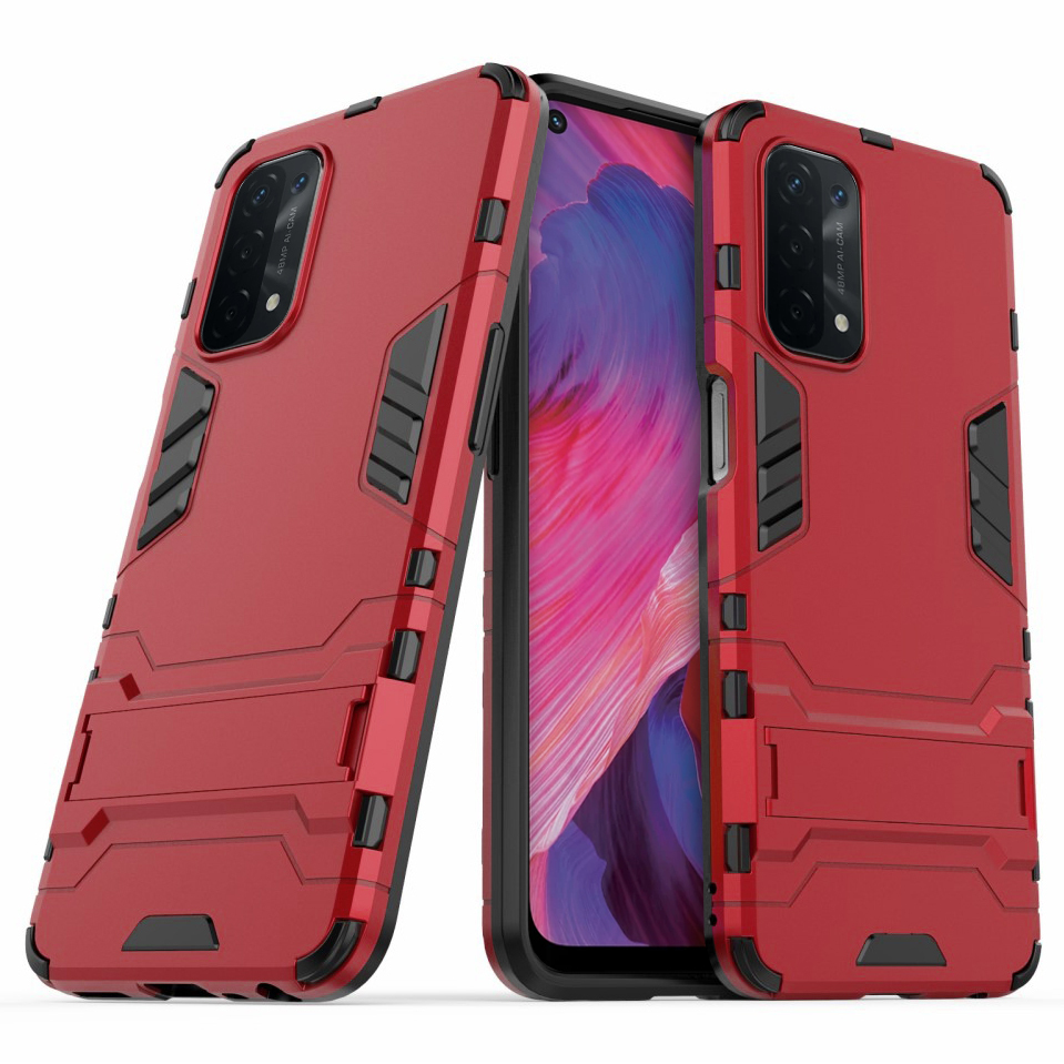 Slim Armour Tough Case & Stand for Oppo A54 5G / A74 5G (Red)