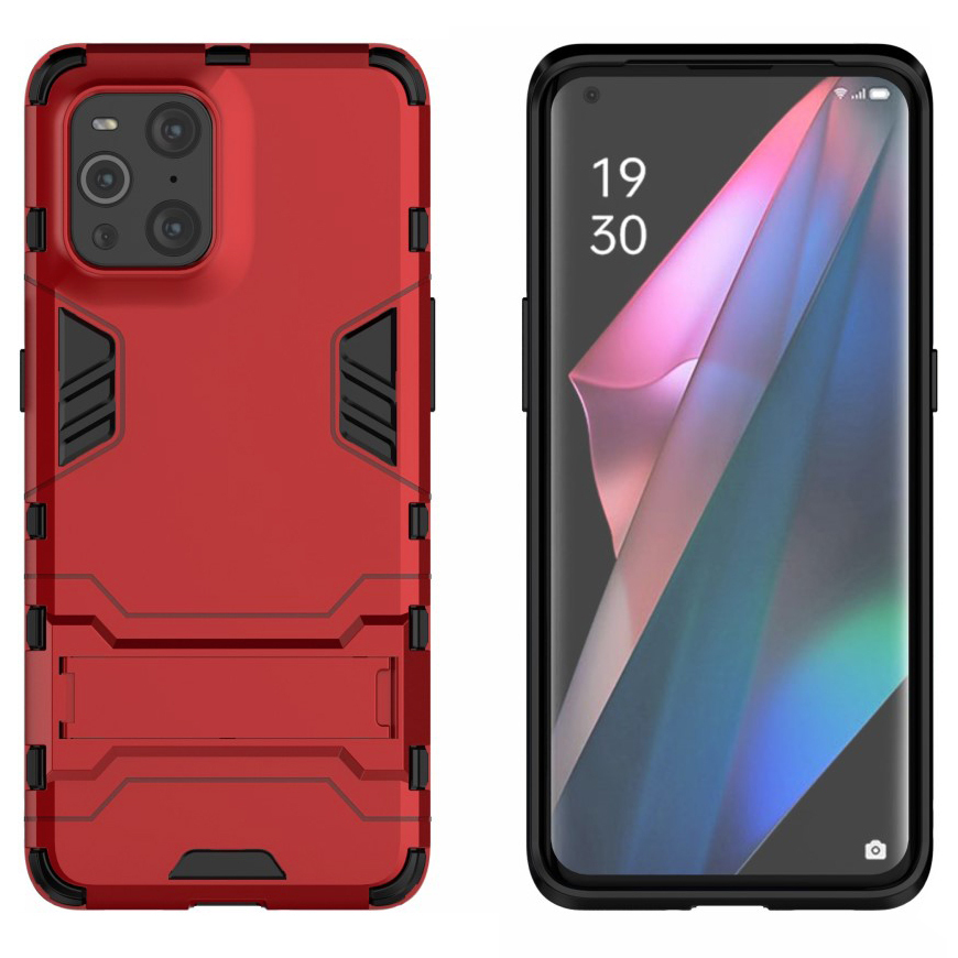 Slim Armour Tough Case & Stand for Oppo Find X3 Pro (Red)