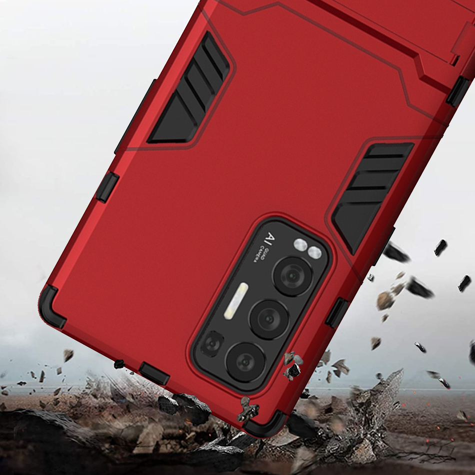 Slim Armour Tough Case & Stand for Oppo Find X3 Neo (Red)