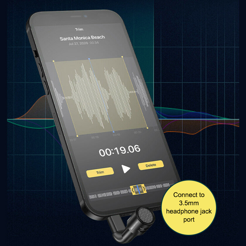 Mini Microphone to 3.5mm Aux Audio Adapter for iPhone / Tablet