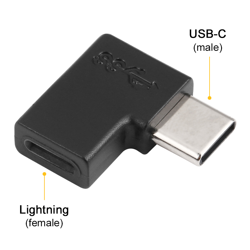 Right Angle USB Type-C to Lightning Female Adapter for Phone
