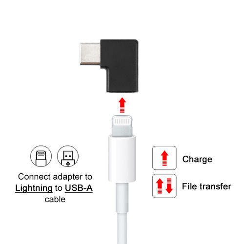 Right Angle USB Type-C to Lightning Female Adapter for Phone