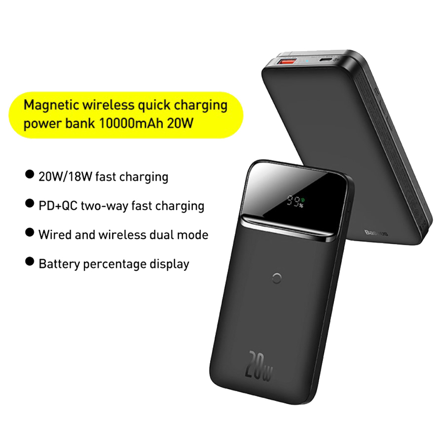 Baseus MagSafe 10000mAh Power Bank / Wireless Charger (Black)
