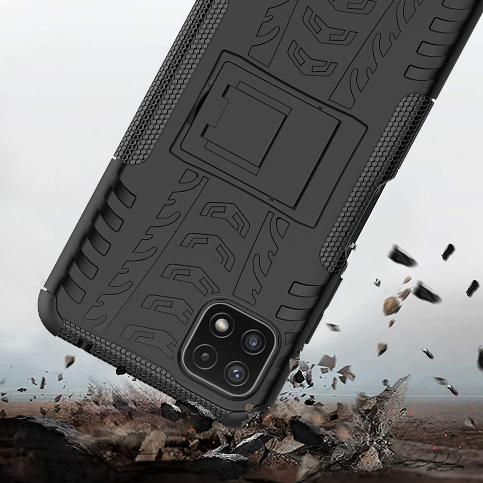 Dual Layer Rugged Tough Case for Samsung Galaxy A22 5G (Black)