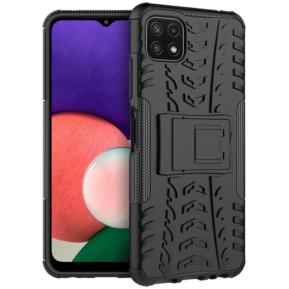 Dual Layer Rugged Tough Case for Samsung Galaxy A22 5G (Black)