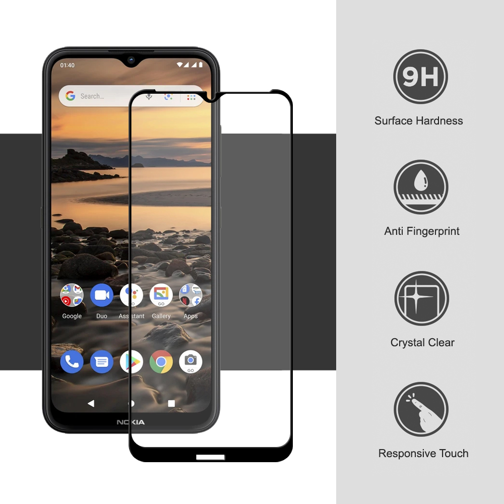 Full Tempered Glass Screen Protector for Nokia 1.4 (Black)