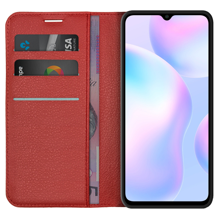 Leather Wallet Case for Xiaomi Redmi 9A (Red)