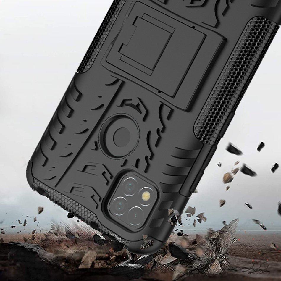 Dual Layer Rugged Tough Case for Xiaomi Redmi 9C (Black)
