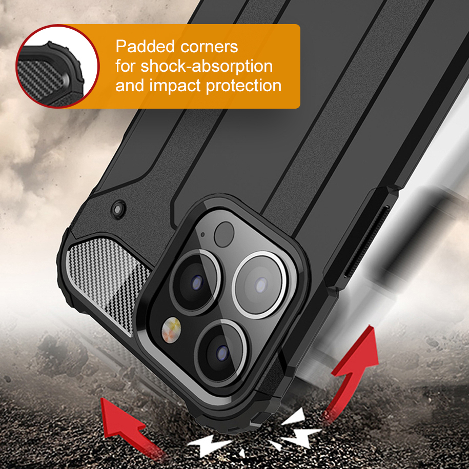 Military Defender Tough Case for Apple iPhone 13 Pro (Black)