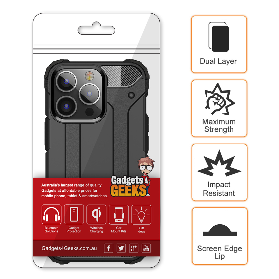 Military Defender Tough Case for Apple iPhone 13 Pro (Black)