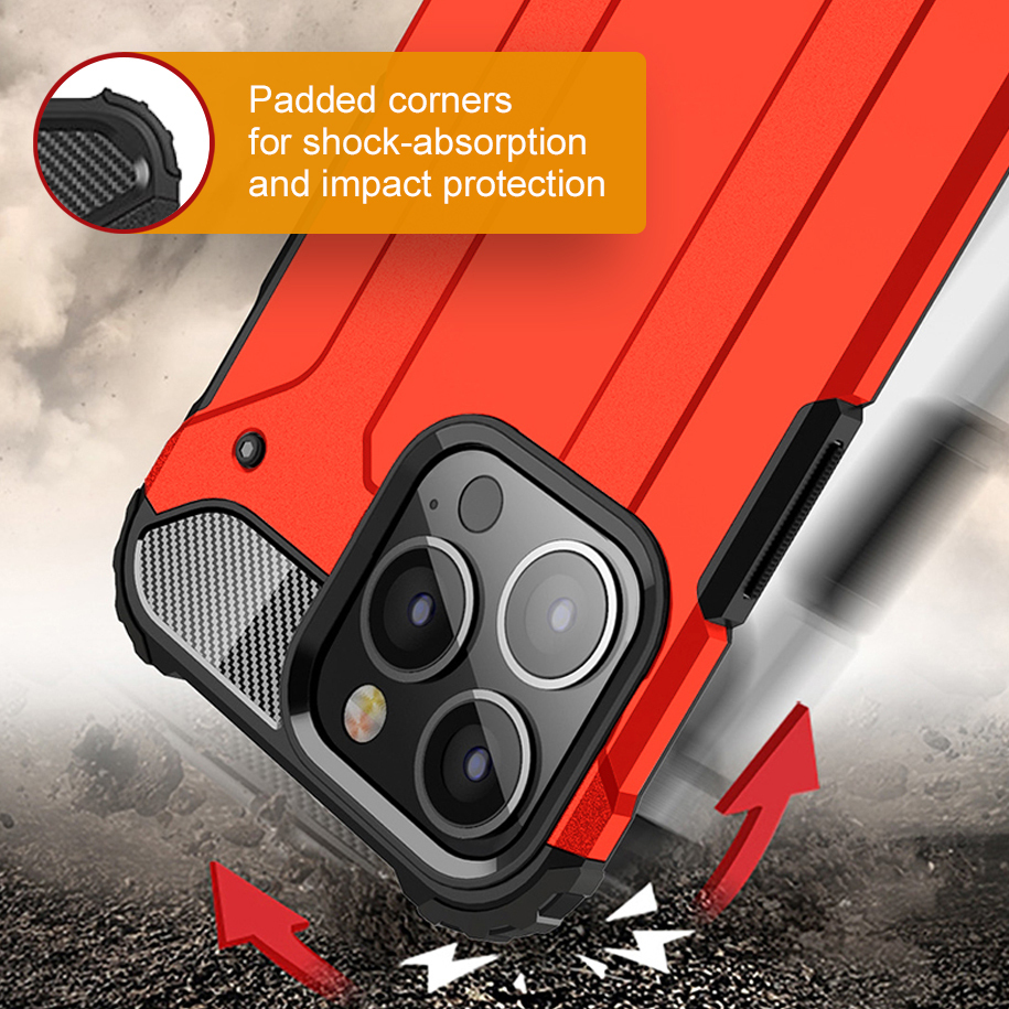 Military Defender Tough Case for Apple iPhone 13 Pro (Red)