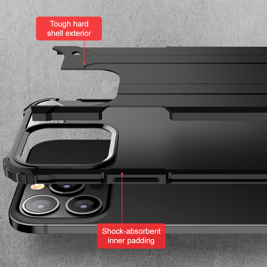 Military Defender Shockproof Case for iPhone 13 Pro Max (Black)