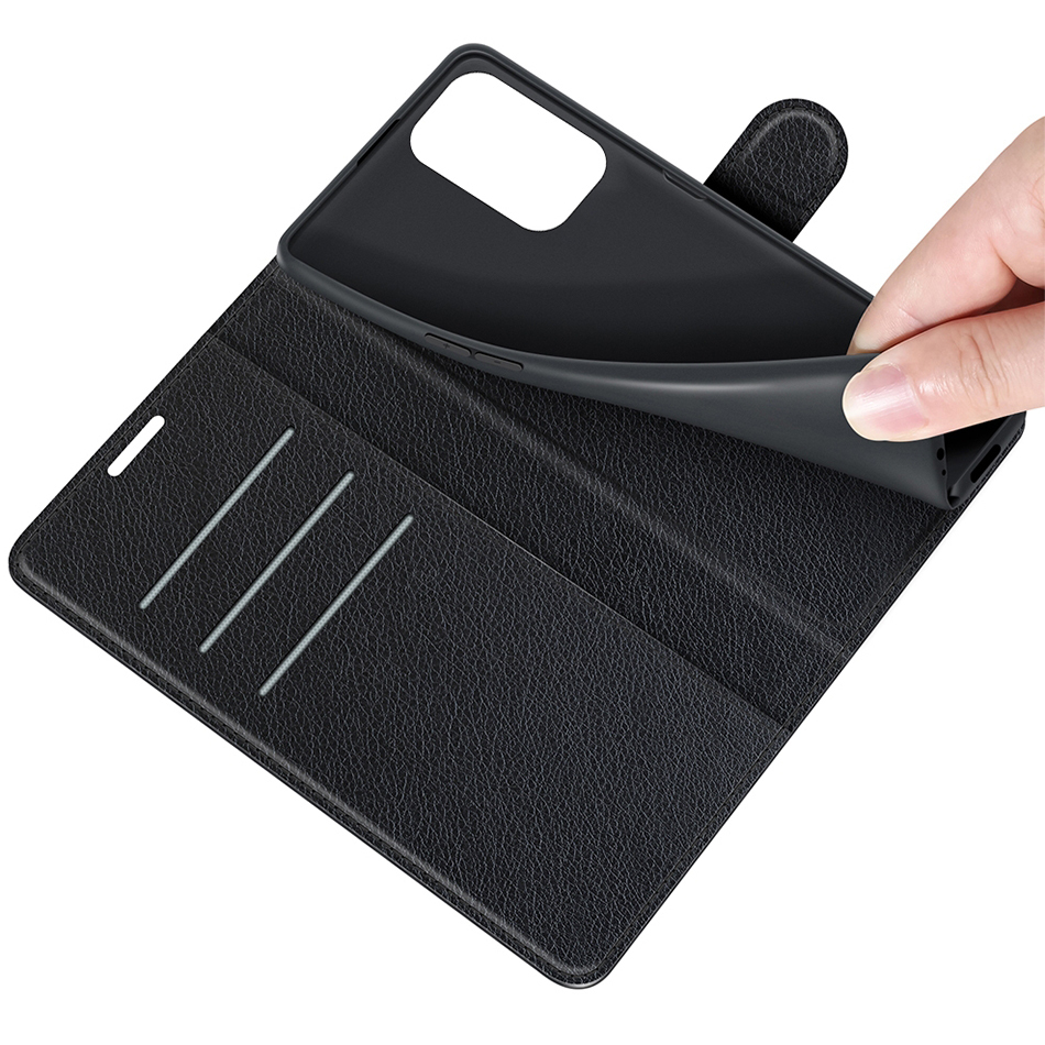 Leather Wallet Case for Oppo A94 5G (Black)