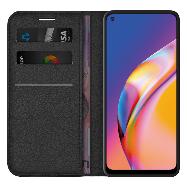 Leather Wallet Case for Oppo A94 5G (Black)