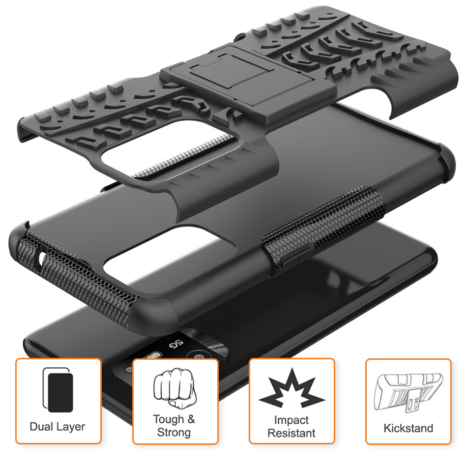 Dual Layer Rugged Shockproof Case for Oppo A94 5G (Black)