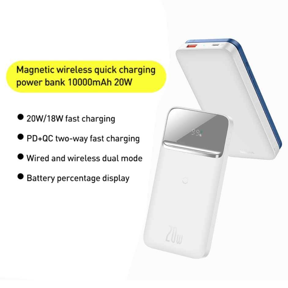 Baseus MagSafe 10000mAh Power Bank / Wireless Charger (White)