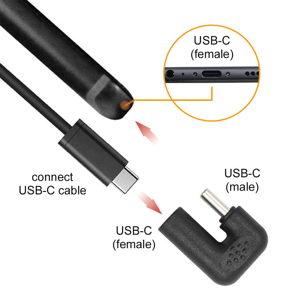 U-Shape 180 Degree USB Type-C (Female) Extender Adapter