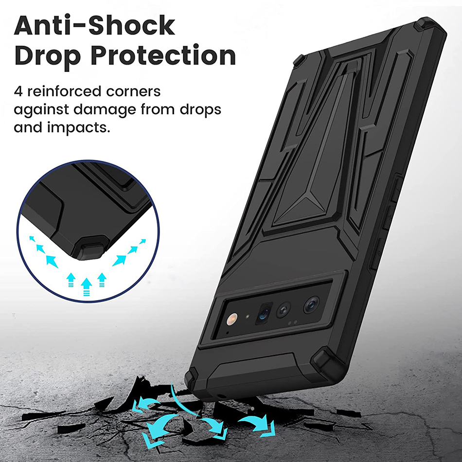 Slim Armour Tough Case & Stand for Google Pixel 6 Pro (Black)