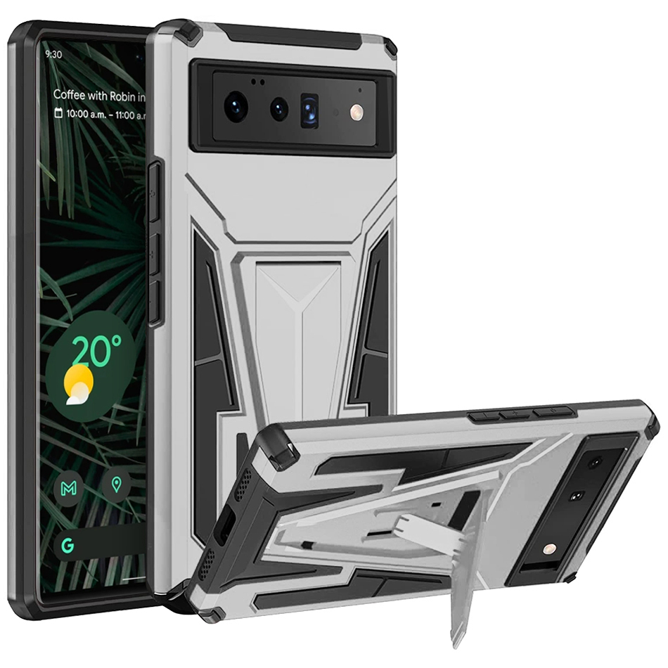 Slim Armour Tough Case & Stand for Google Pixel 6 Pro (Silver)