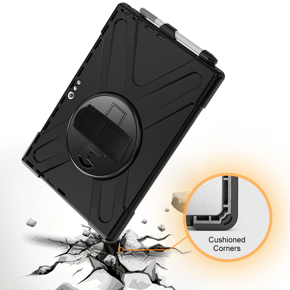 360 Hand Holder Strap Shockproof Case for Microsoft Surface Pro 6 / 7 / 7+