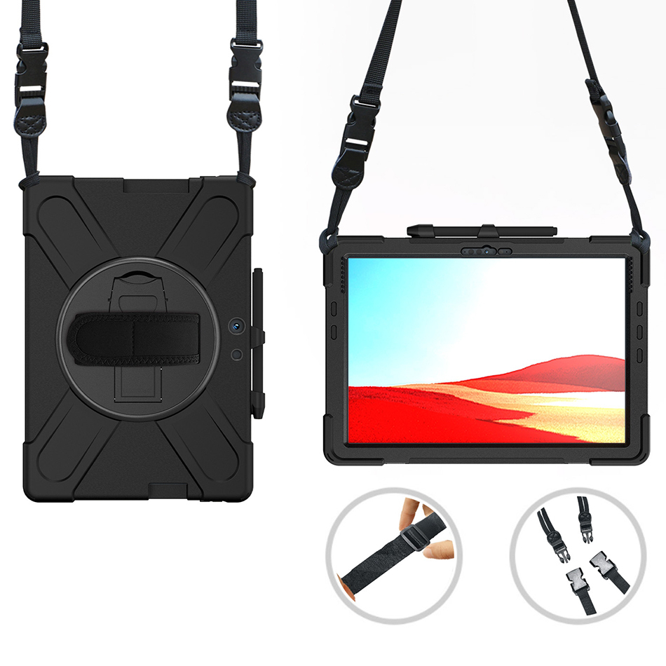 360 Hand Holder Strap Shockproof Case for Microsoft Surface Pro X