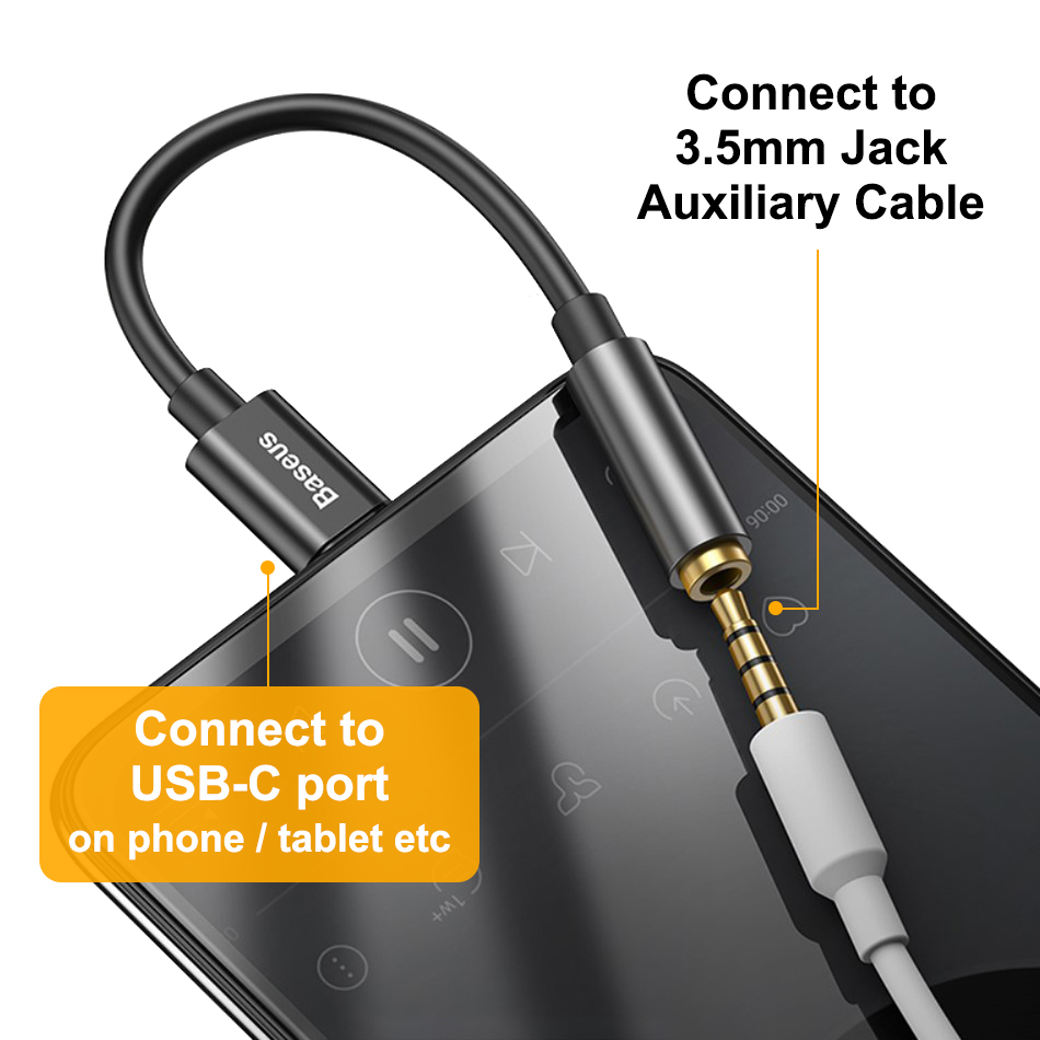 Baseus USB Type-C to 3.5mm Headphone Jack / Audio DAC Adapter