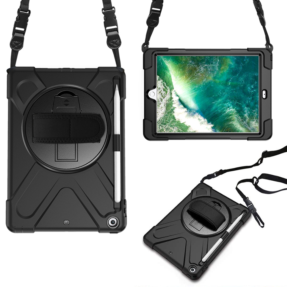 360 Hand Holder Shoulder Strap Shockproof Case for iPad (6th Gen)