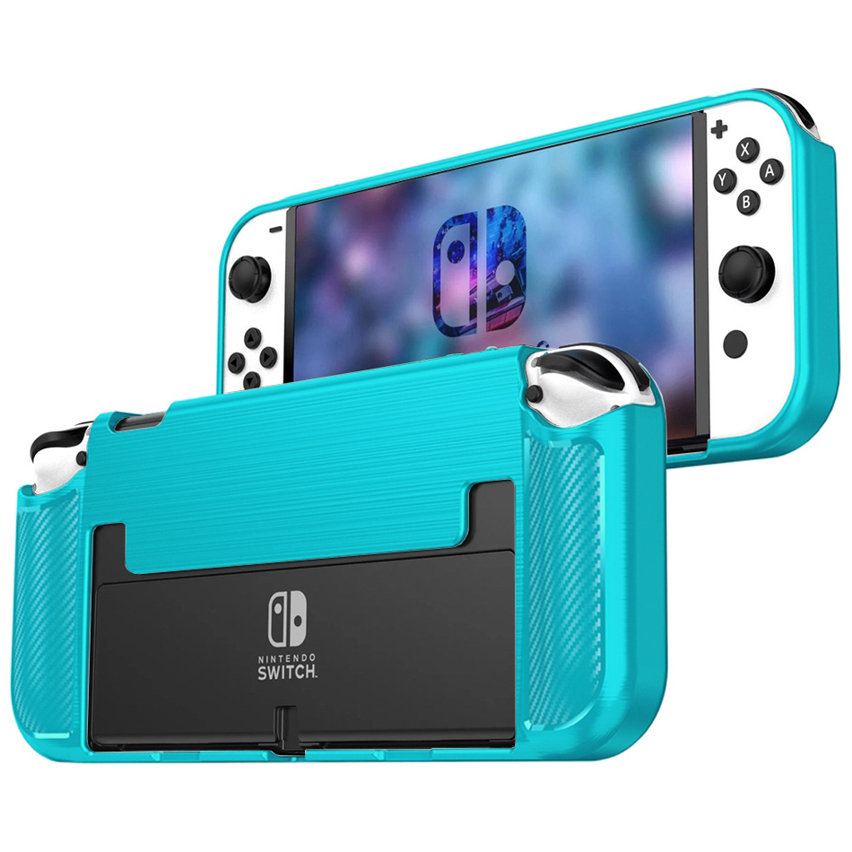 Flexi Slim Carbon Fibre Case for Nintendo Switch OLED (Blue)
