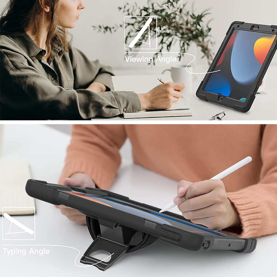 360 Hand Holder Shoulder Strap Shockproof Case for iPad 10.2-inch